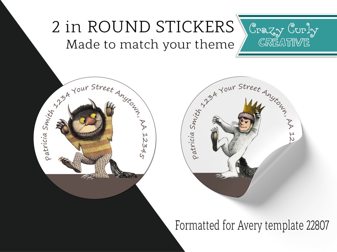 Where the Wild Things Are 2in Round Stickers, Custom Printable Labels ...