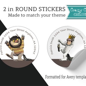 Where the Wild Things Are 2in Round Stickers, Custom Printable Labels ...