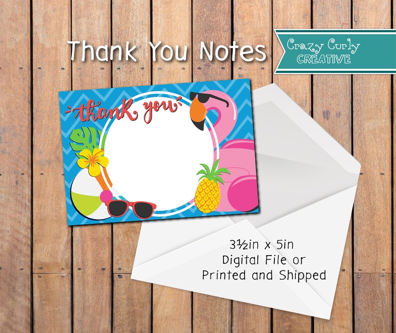 Splash Party Thank You Card Pool Party Note Card | Etsy