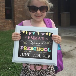 Last Day of School Sign - School Photo Prop - Girl Chalk School Sign ...