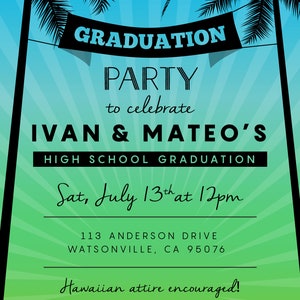 Graduation Invitation / Beach Party Invitation / Beach Invitation ...