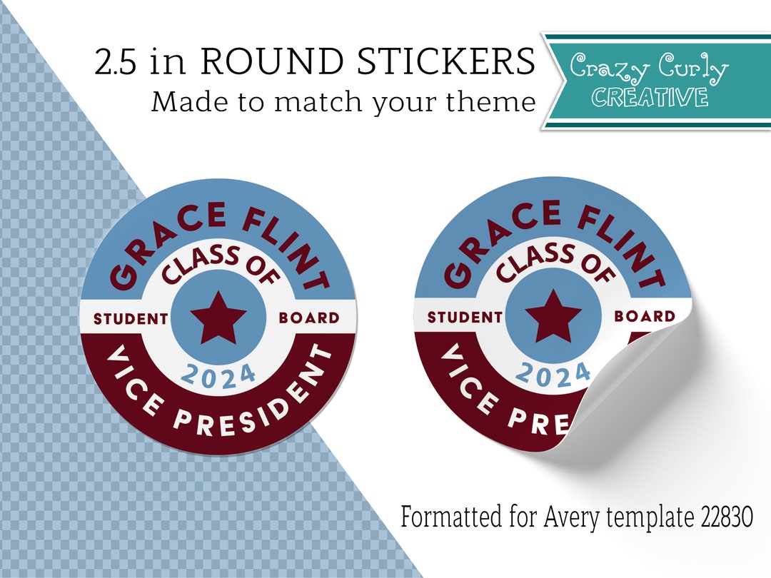 Custom Stickers 2 1/2in Round Avery Labels 22830, Party Printable, 2.5 ...