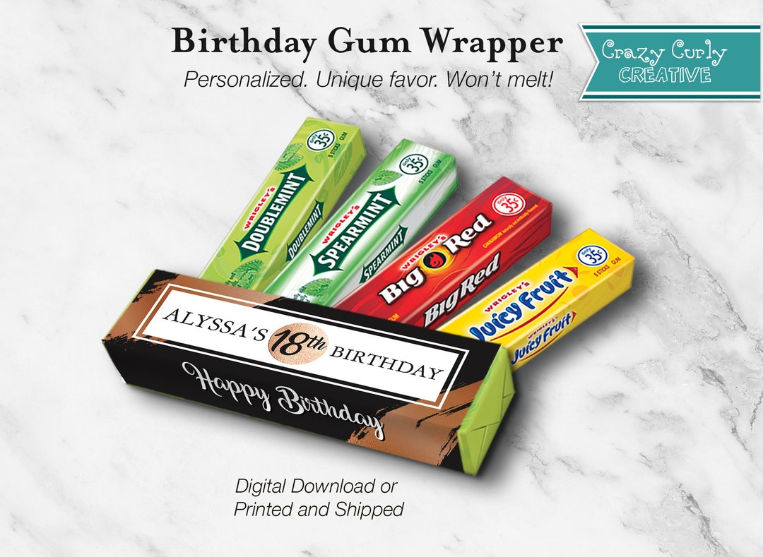 Custom Gum Wrapper | Birthday Party Printable Label | Printable Party ...