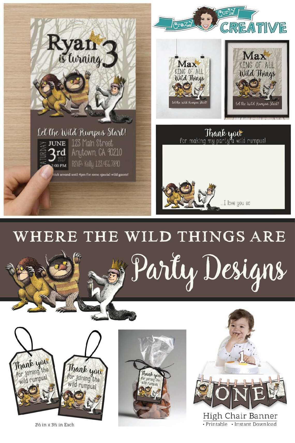 Where the Wild Things Are 2in Round Stickers, Custom Printable Labels ...