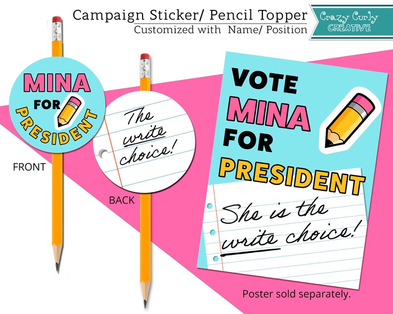 Campaign Election "write Choice" Pencil Topper Tags – Personalized ...