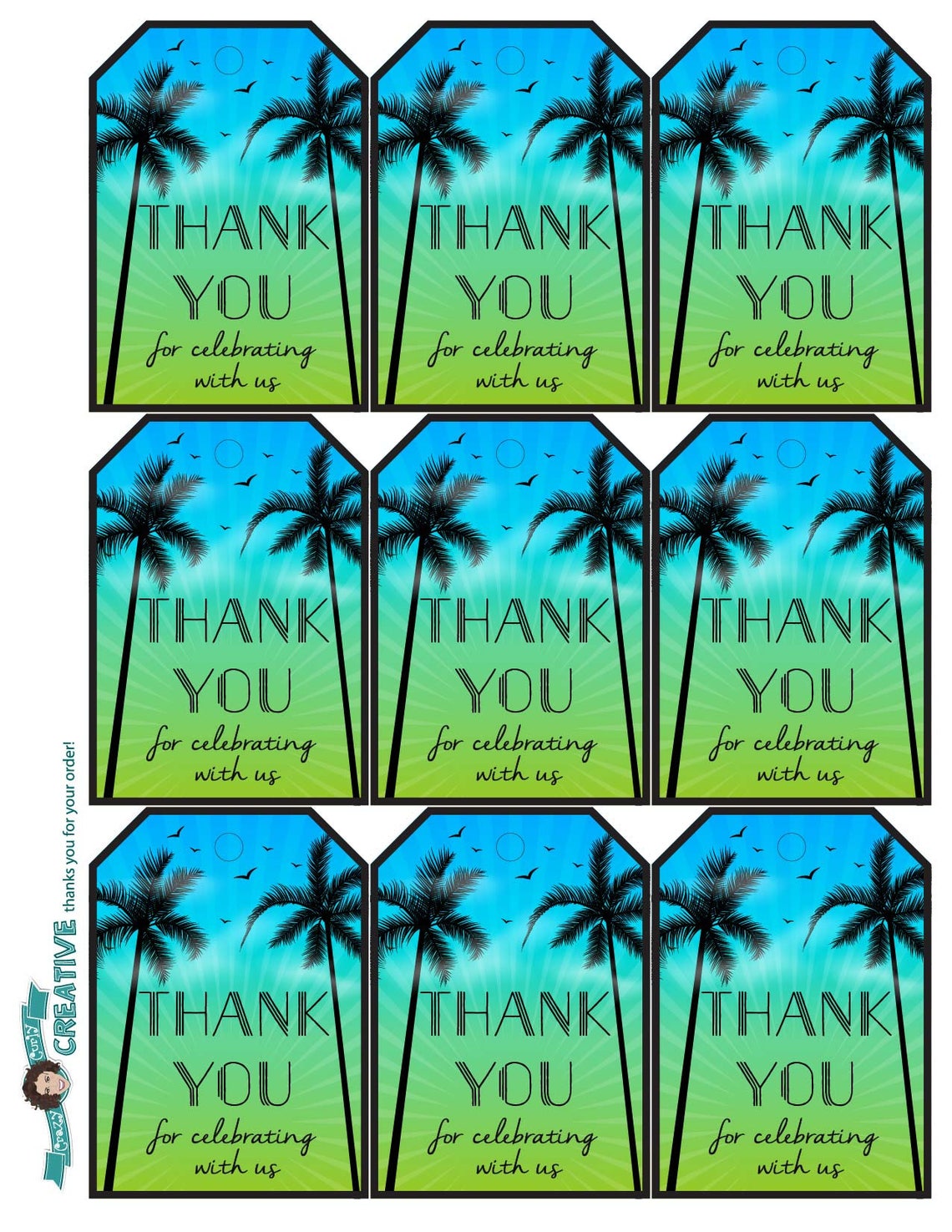 Beach Birthday Party Favor Tags / Beach Party Tags / Beach Thank You ...