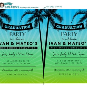 Graduation Invitation / Beach Party Invitation / Beach Invitation ...