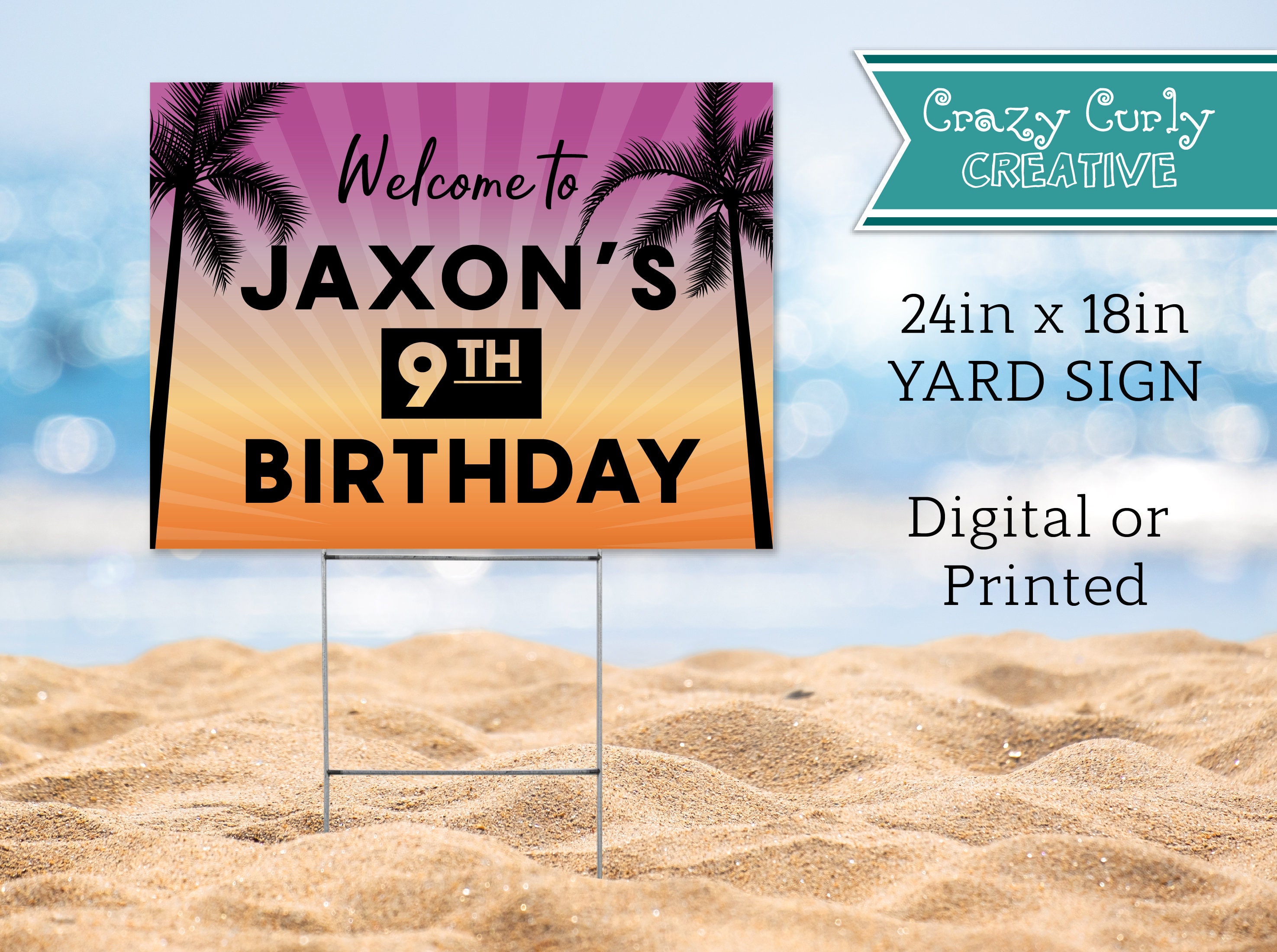 Beach Birthday Party Yard Sign / Beach Party Sign / 18 x | Etsy