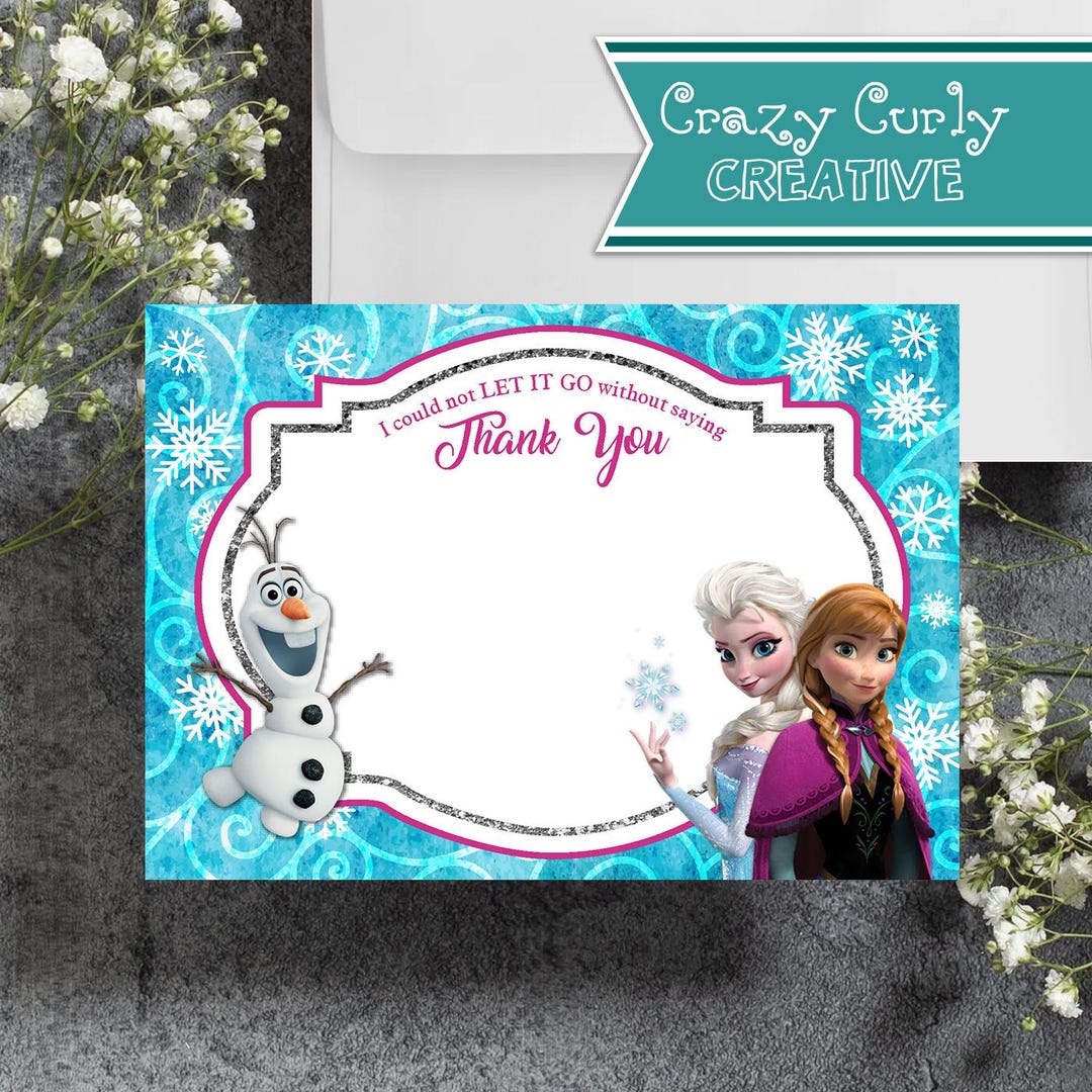 Frozen Thank You Card- 3.5x5in- Folded or Flat- Printed and Shipped - Etsy