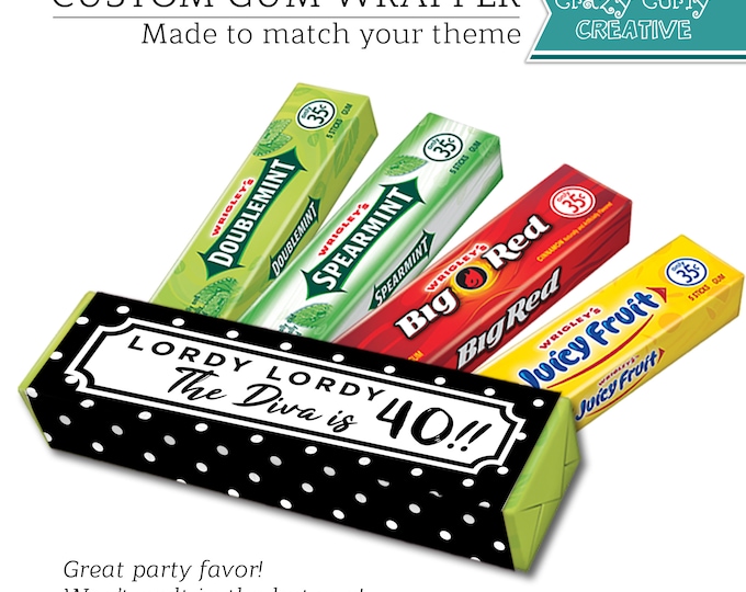 Custom Gum Wrapper Party Printable Label Gum Wrappers - Etsy