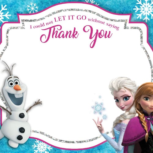 Frozen Thank You Card 3.5x5in Folded or Flat Digital - Etsy
