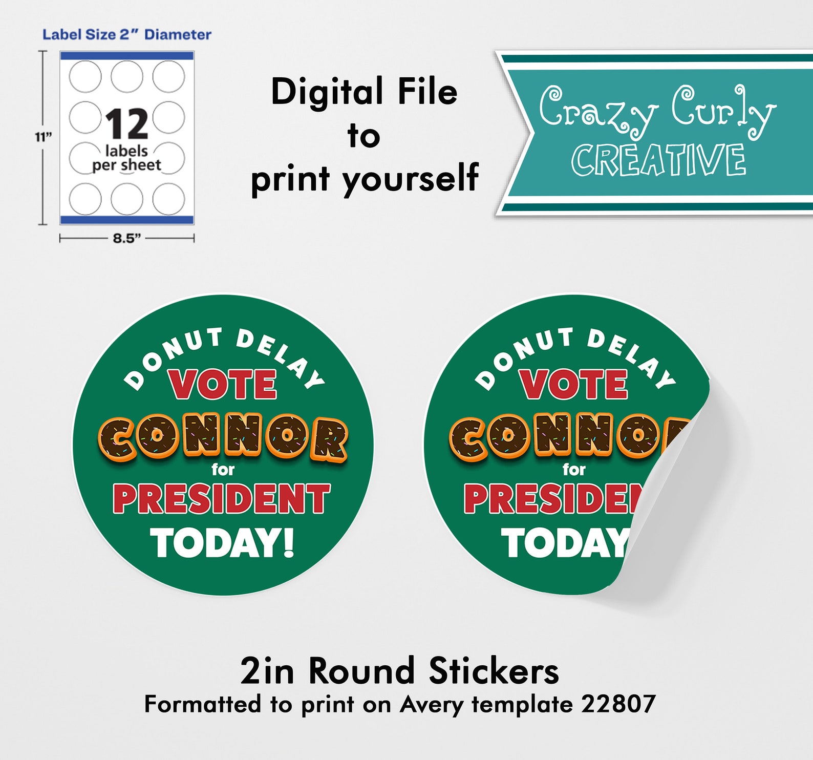 Donut Delay Vote Today Custom Campaign Stickers 2in Round - Etsy