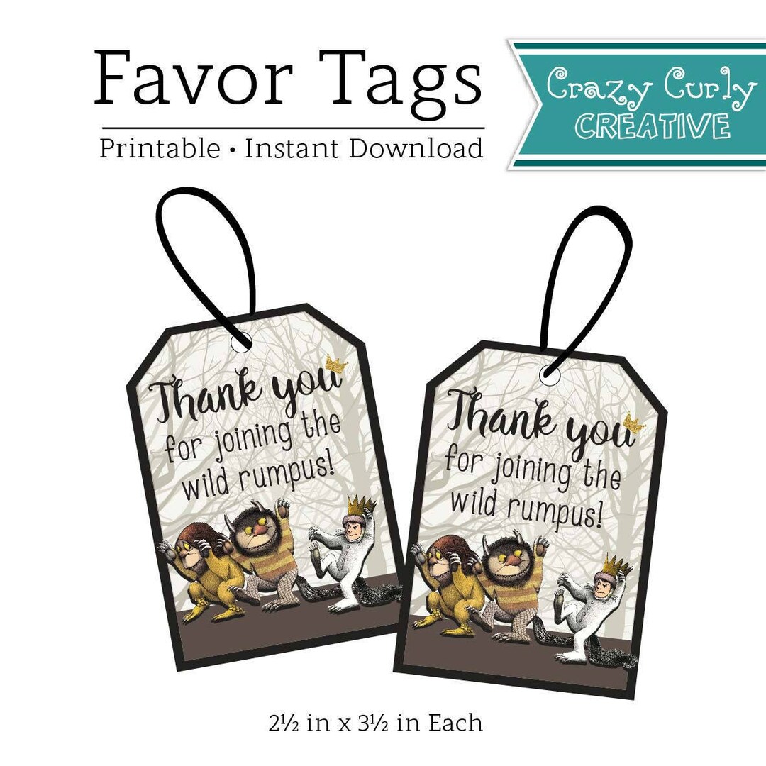 Where the Wild Things Are Birthday Party Favor Tags / Wild Things Party ...