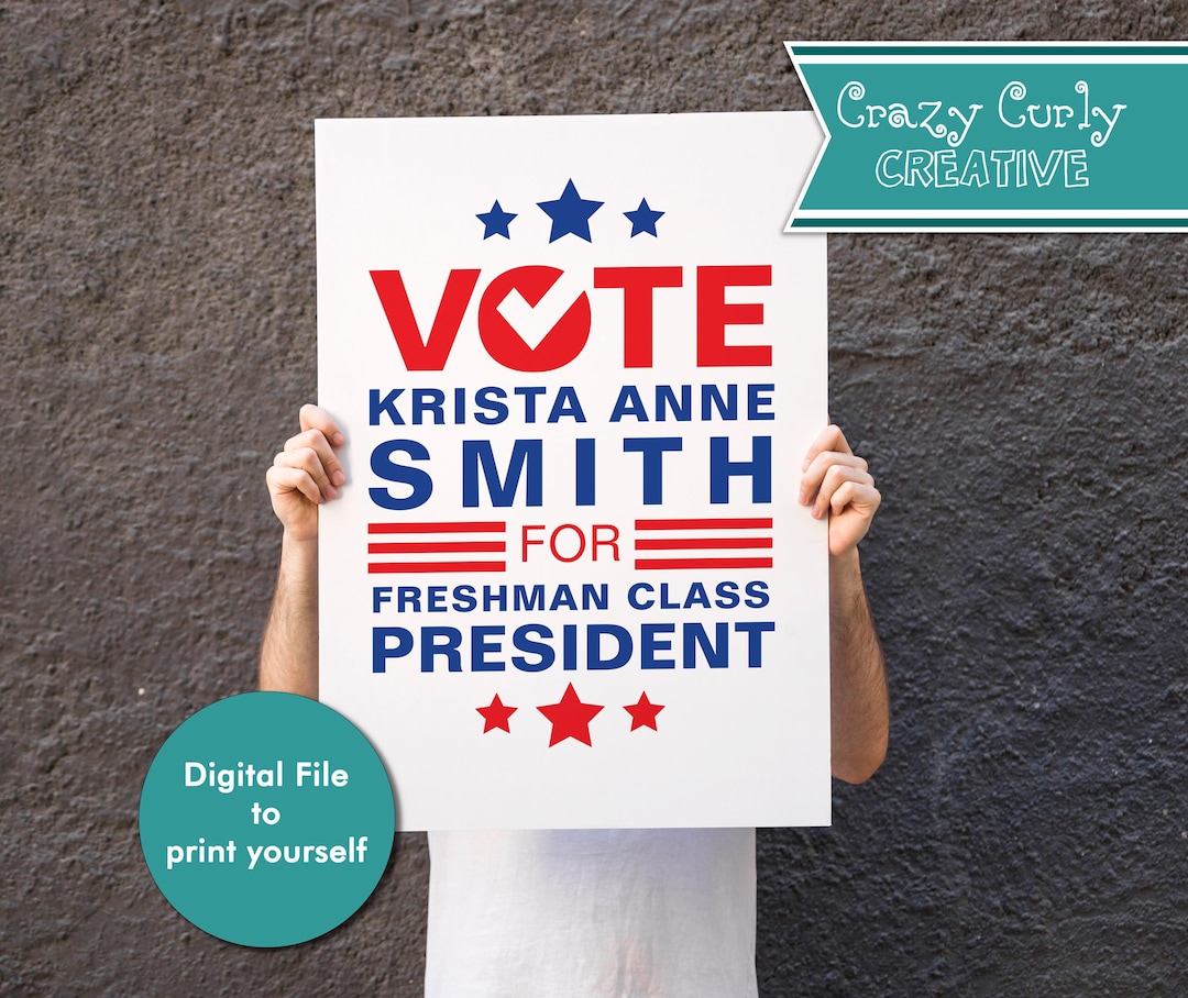 PRINT YOURSELF Election Poster Sign // School Campaign Sign // VOTE ...