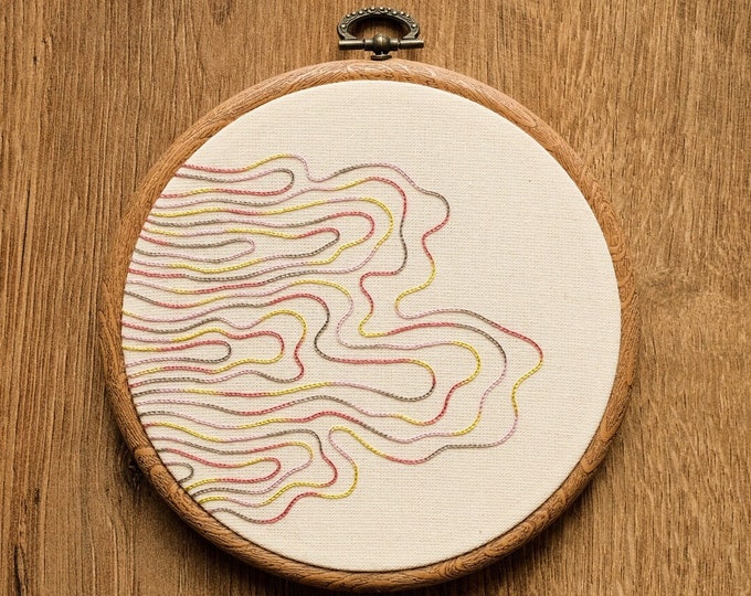Abstract Lines Hand Embroidery Hoop Art Mixed Lines modern Hand ...