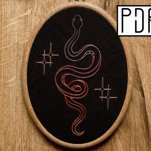 Green Goth Snake Hand Embroidery Pattern Digital Pattern - Etsy