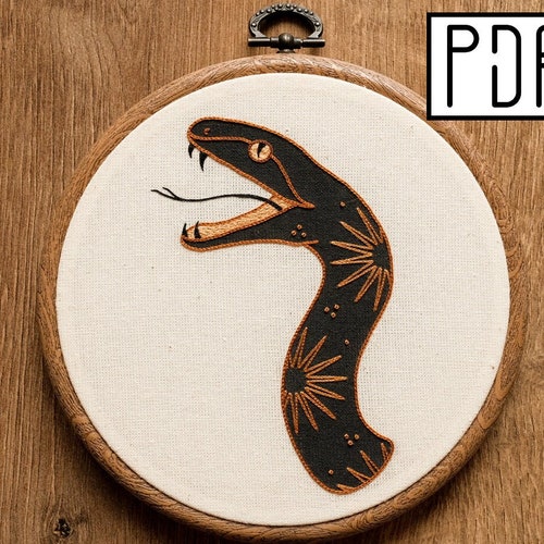 Digital PDF Pattern Celestial Snake Portrait Hand Embroidery - Etsy