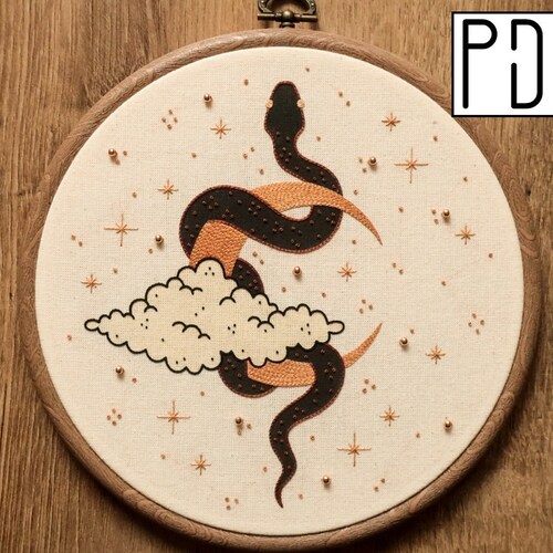Digital PDF Pattern Celestial Snake Portrait Hand Embroidery - Etsy