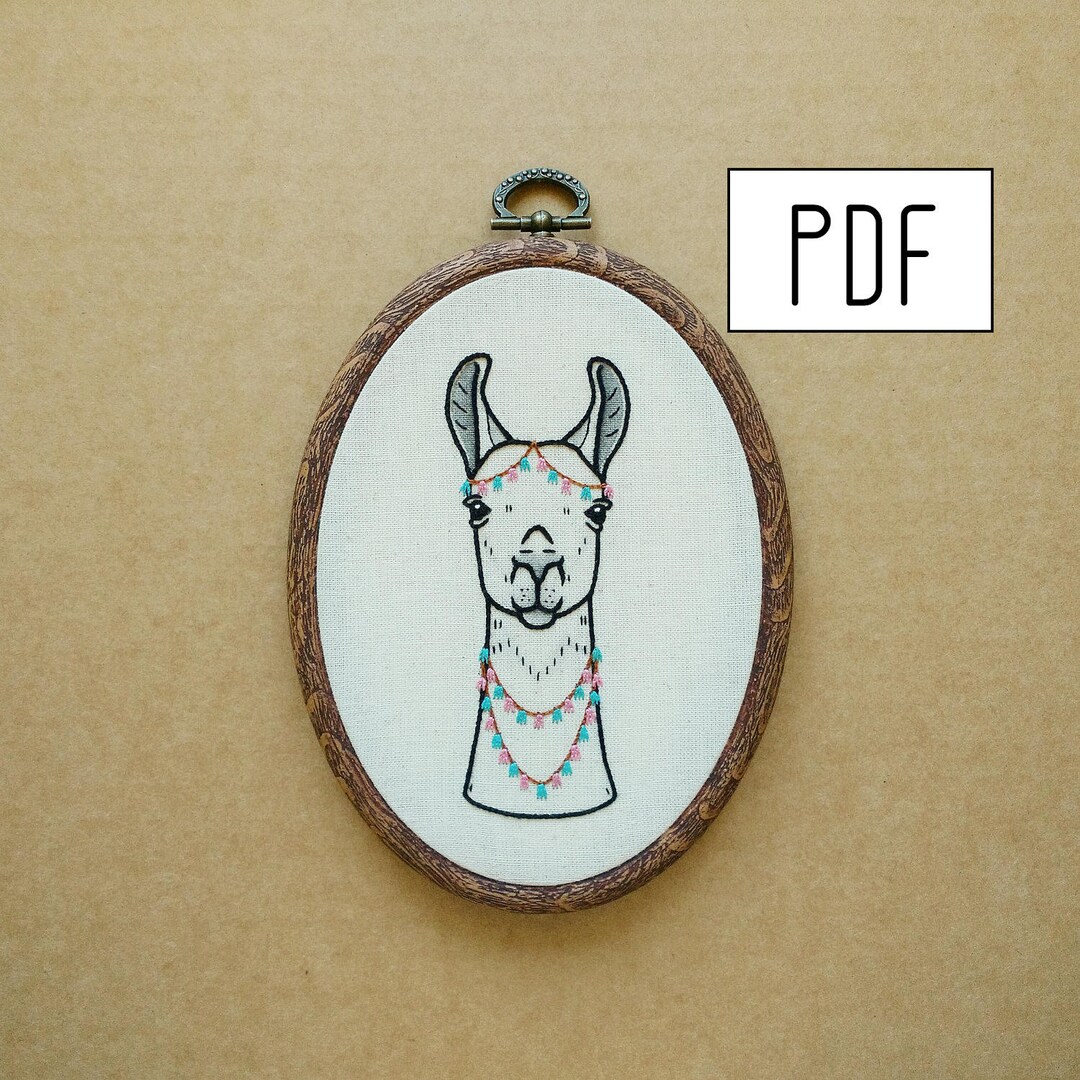 Digital PDF - Llama With Tassels Hand Embroidery Pattern (digital ...