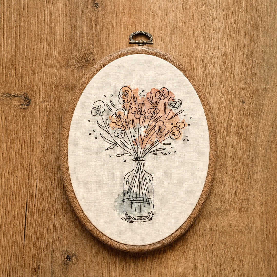 Abstract Flower Bouquet Hand Embroidery Hoop Art (modern Hand ...