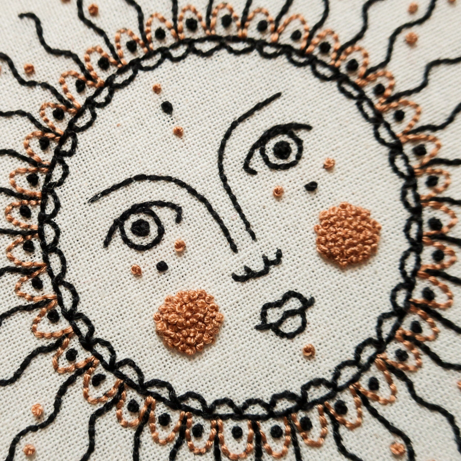 Ornament Sun Hand Embroidery Hoop Art modern Hand Embroidery - Etsy