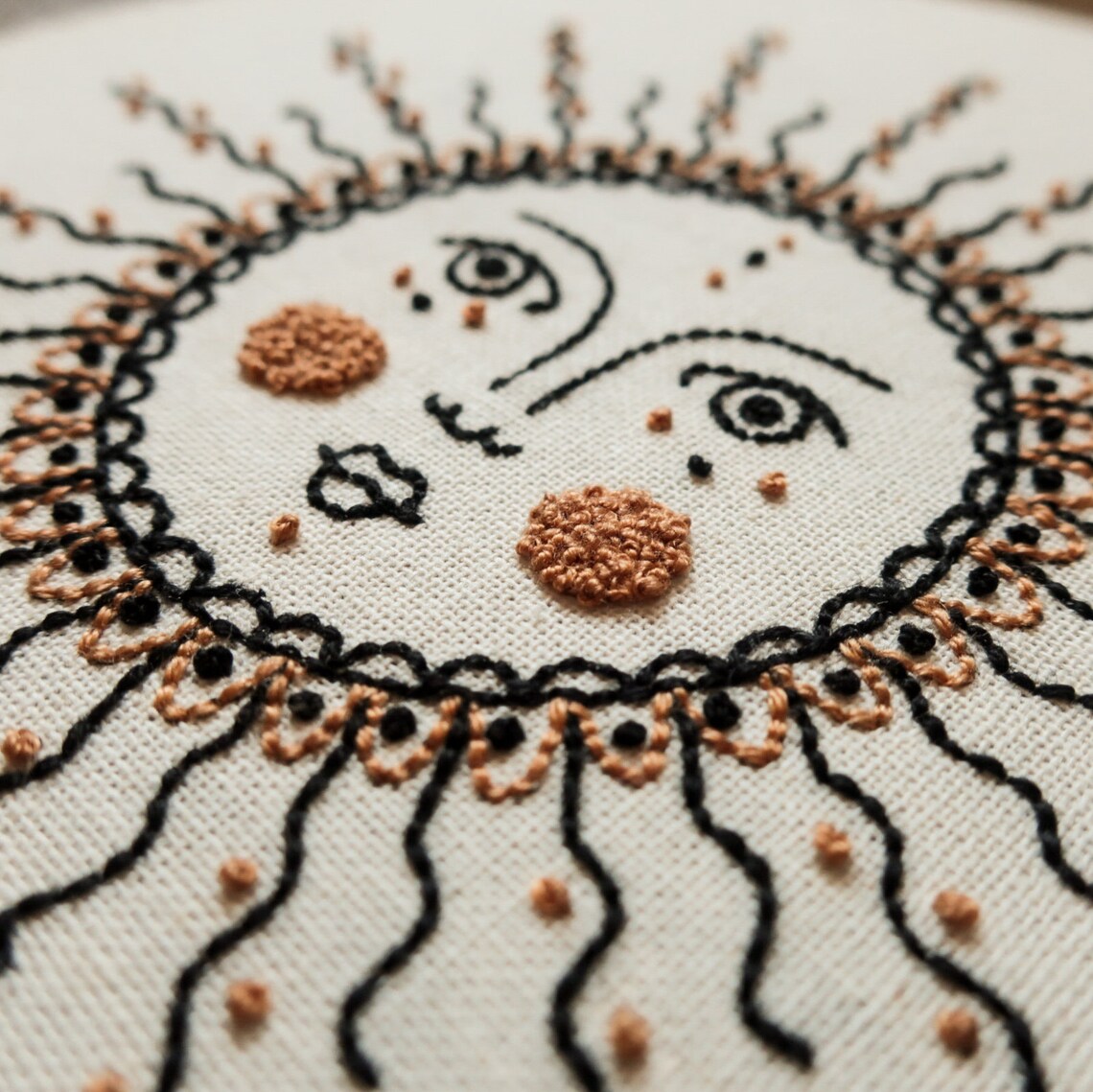 Ornament Sun Hand Embroidery Hoop Art modern Hand Embroidery - Etsy