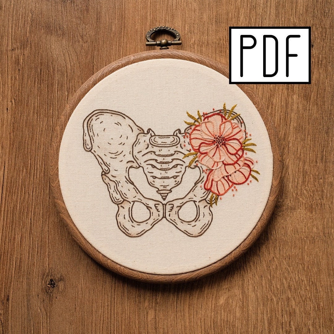 Digital PDF - Flower Pelvis Hand Embroidery Pattern (digital Download ...