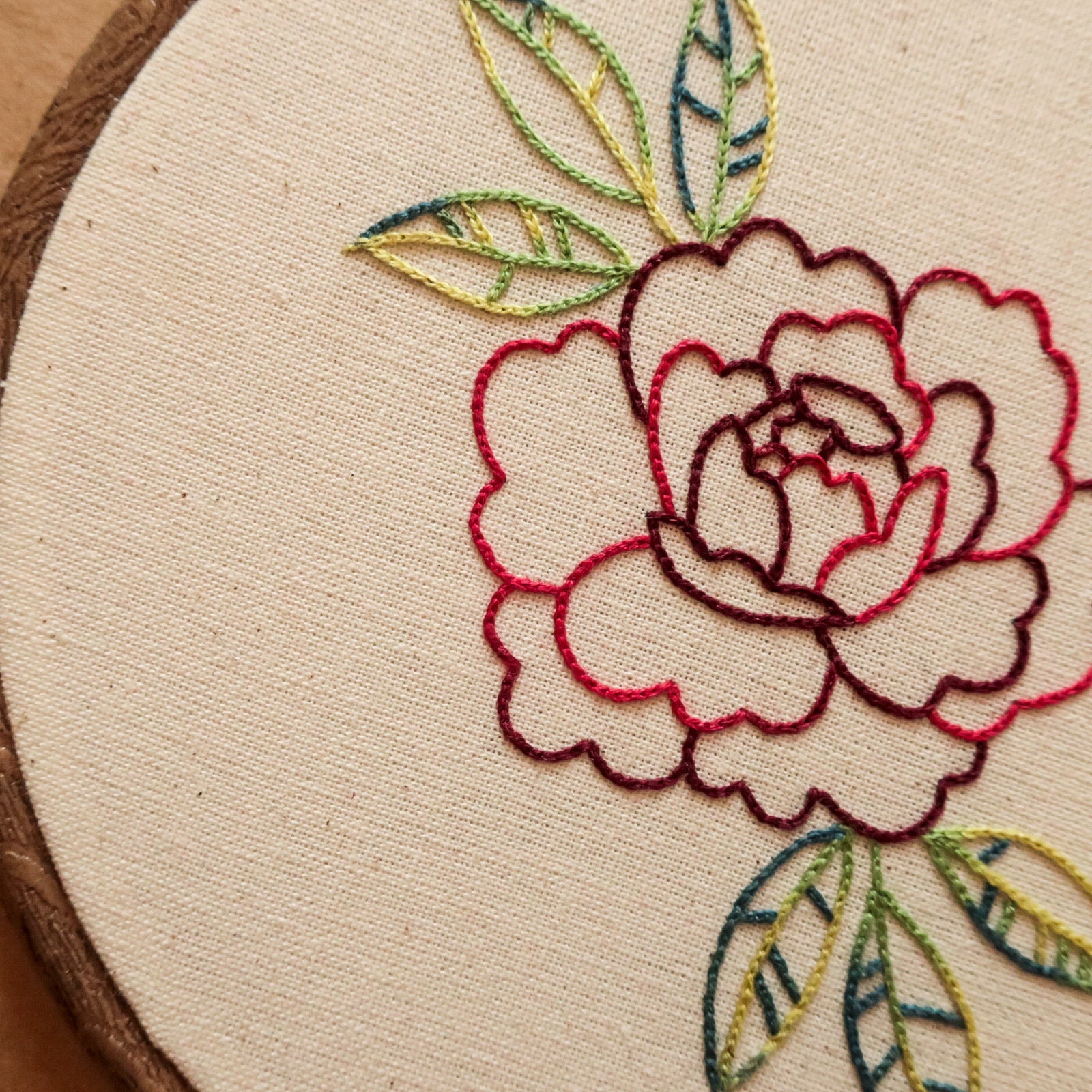 Rose Hand Embroidery Hoop Art modern Hand Embroidery Wall | Etsy