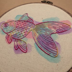 Watercolor Goldfish Hand Embroidery Hoop Art modern Hand Embroidery ...