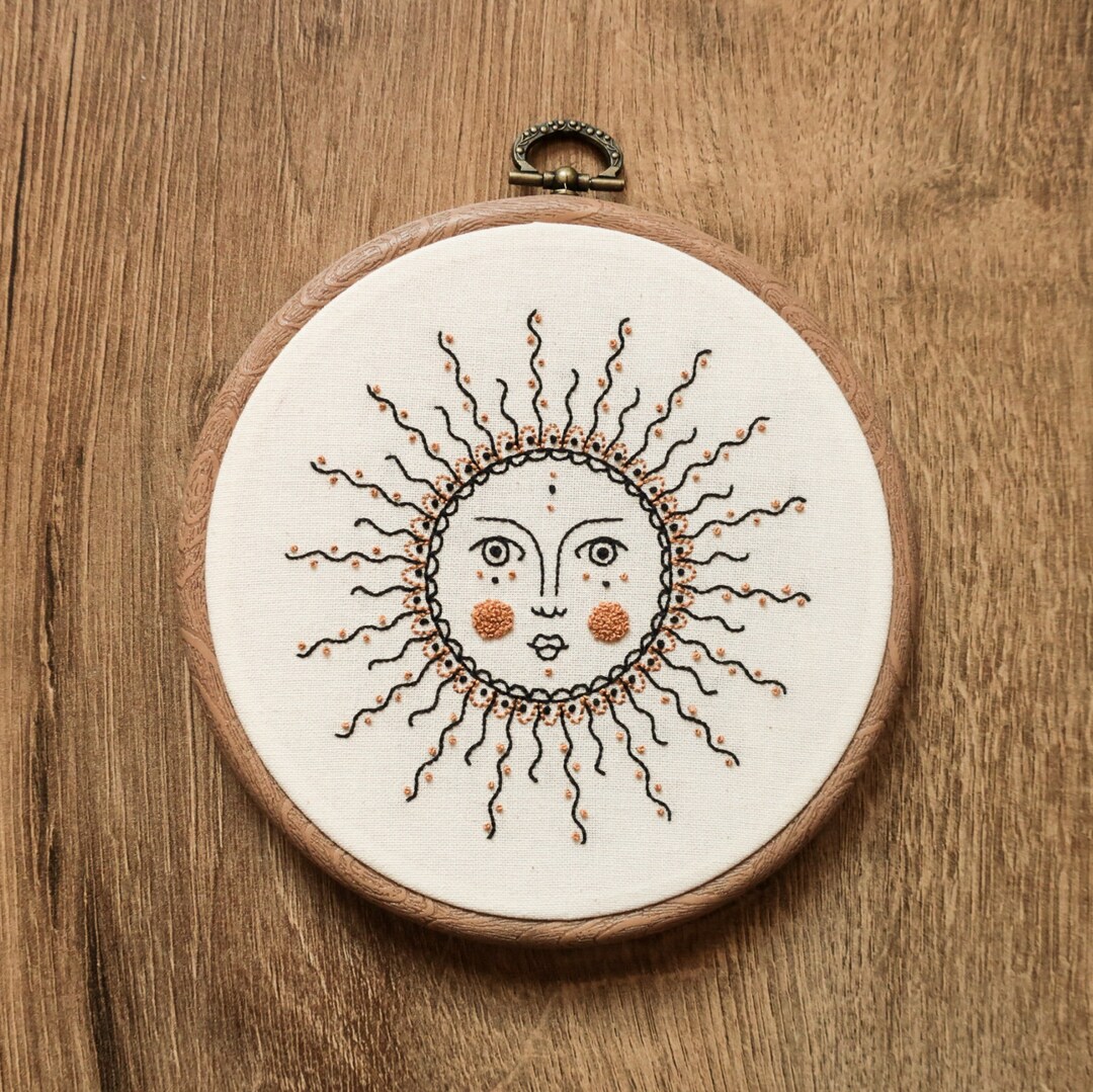 Ornament Sun Hand Embroidery Hoop Art: Modern Wall Decor - Etsy