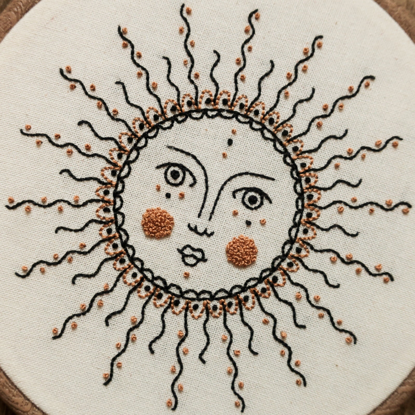 Ornament Sun Hand Embroidery Hoop Art modern Hand Embroidery - Etsy