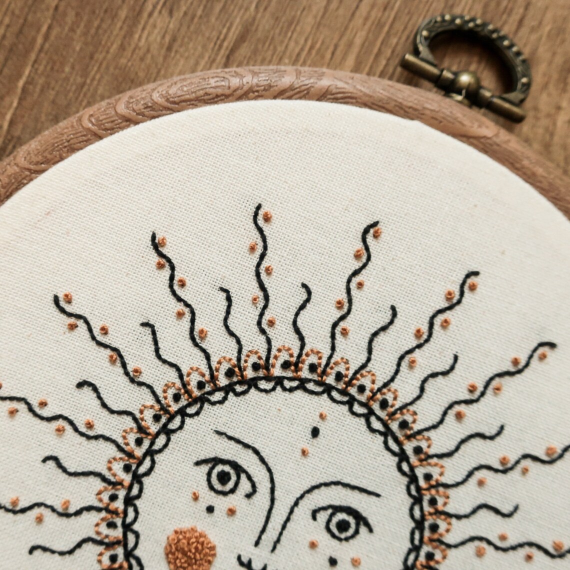 Ornament Sun Hand Embroidery Hoop Art modern Hand Embroidery - Etsy