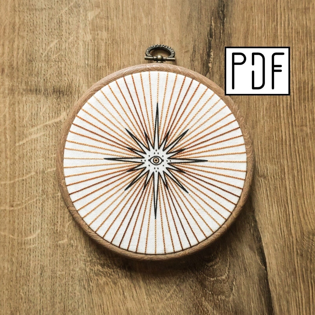 Digital PDF- Abstract Star Eye Hand Embroidery Pattern (digital ...