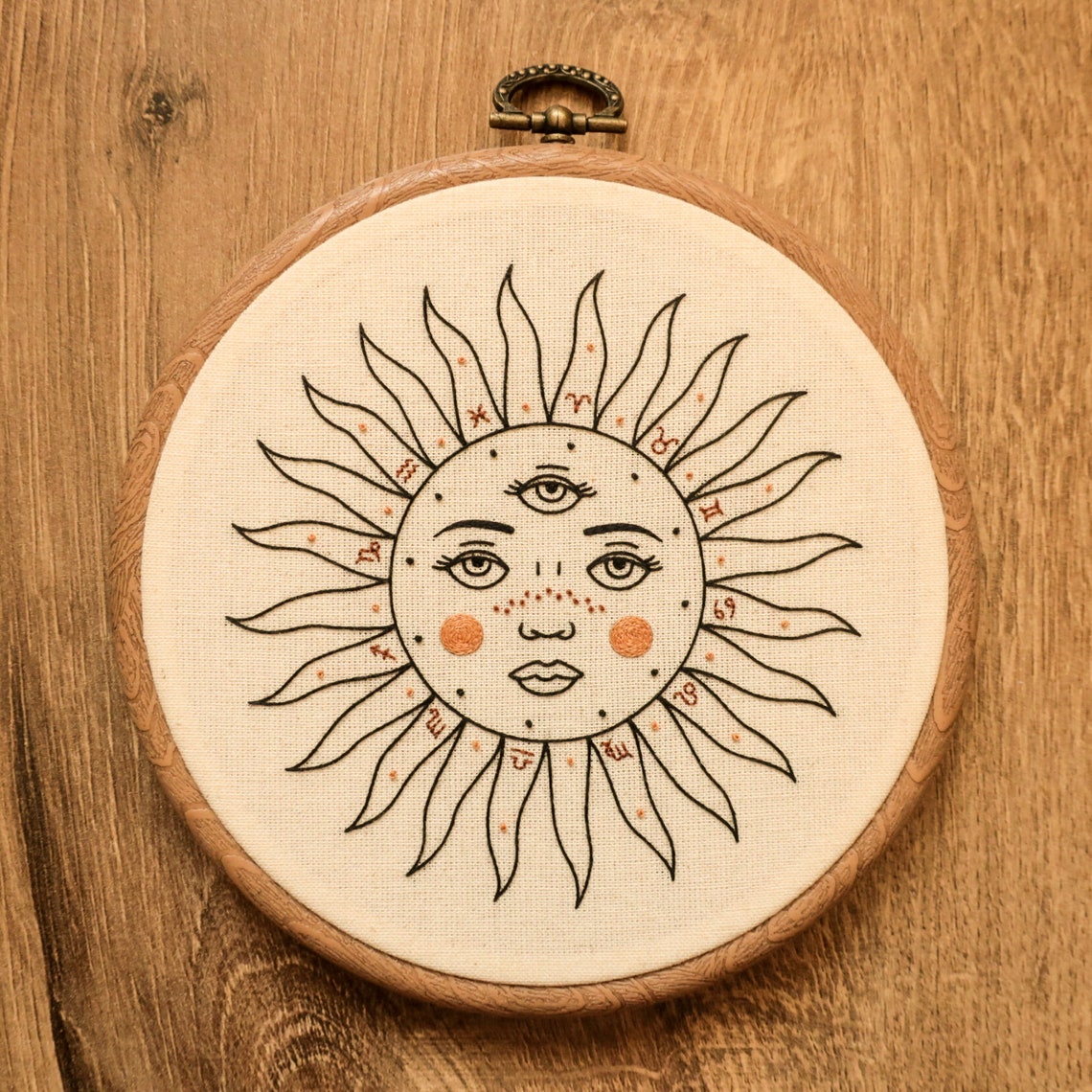 Three Eyed Sun With Zodiac Sign Details modern Hand | Etsy