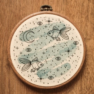 Digital PDF Pattern - Night Sky Fish Hand Embroidery Pattern (PDF ...