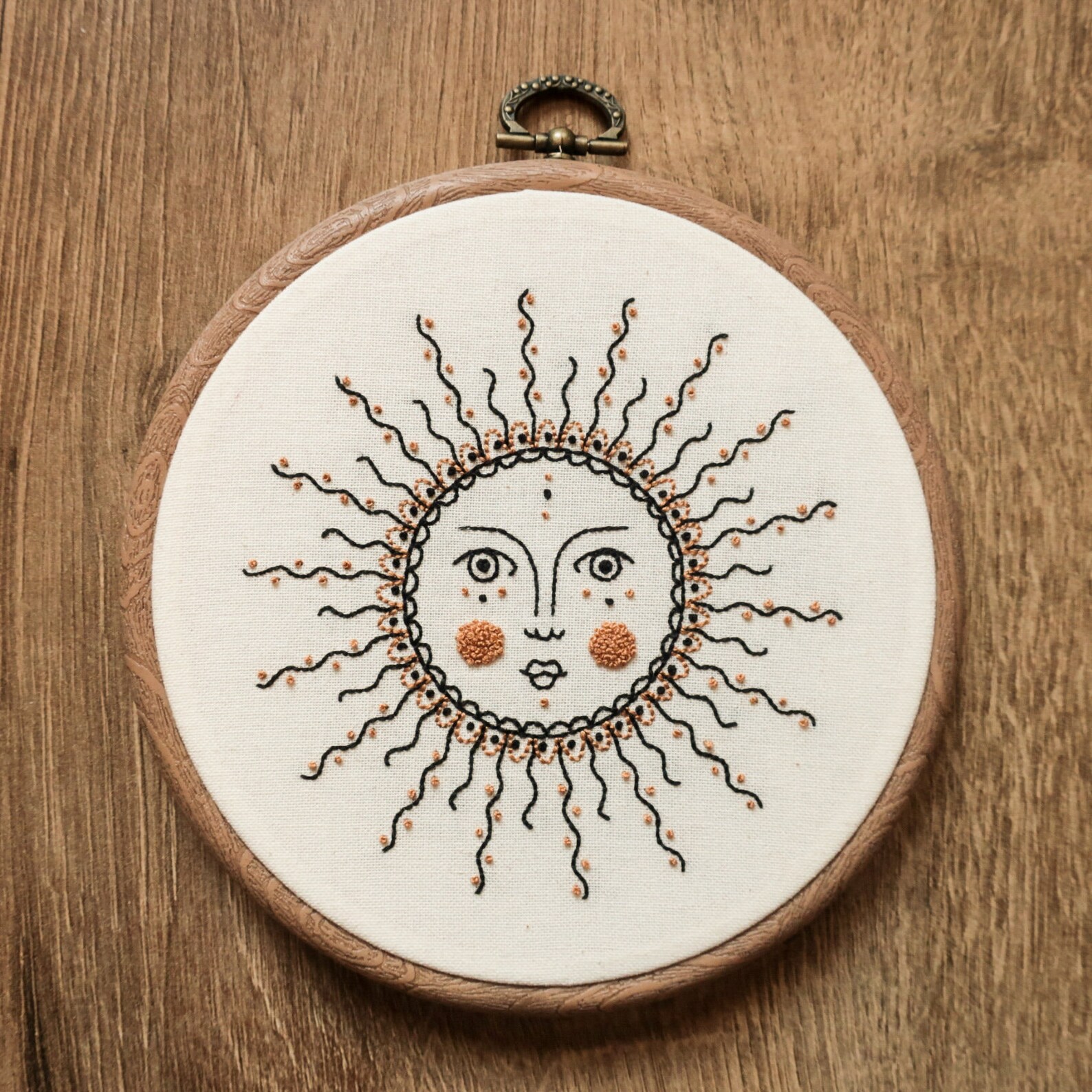 Ornament Sun Hand Embroidery Hoop Art modern Hand Embroidery - Etsy