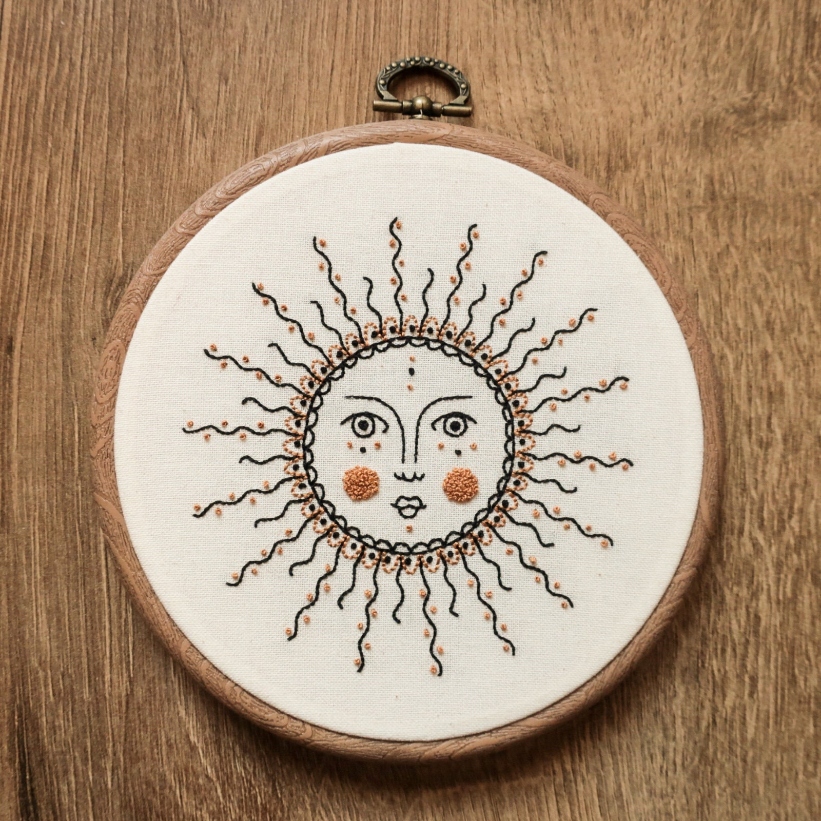 Ornament Sun Hand Embroidery Hoop Art modern Hand Embroidery - Etsy