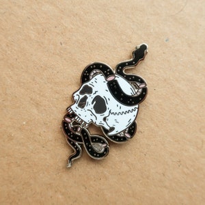 Silver Snake and Skull Hard Enamel Pin - Etsy