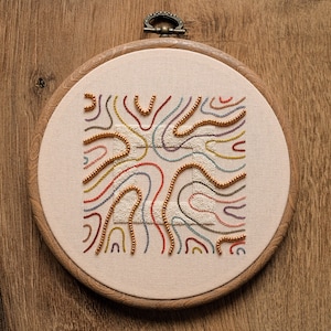 Digital PDF Pattern - Abstract Lines With Beads and French Knot Square ...