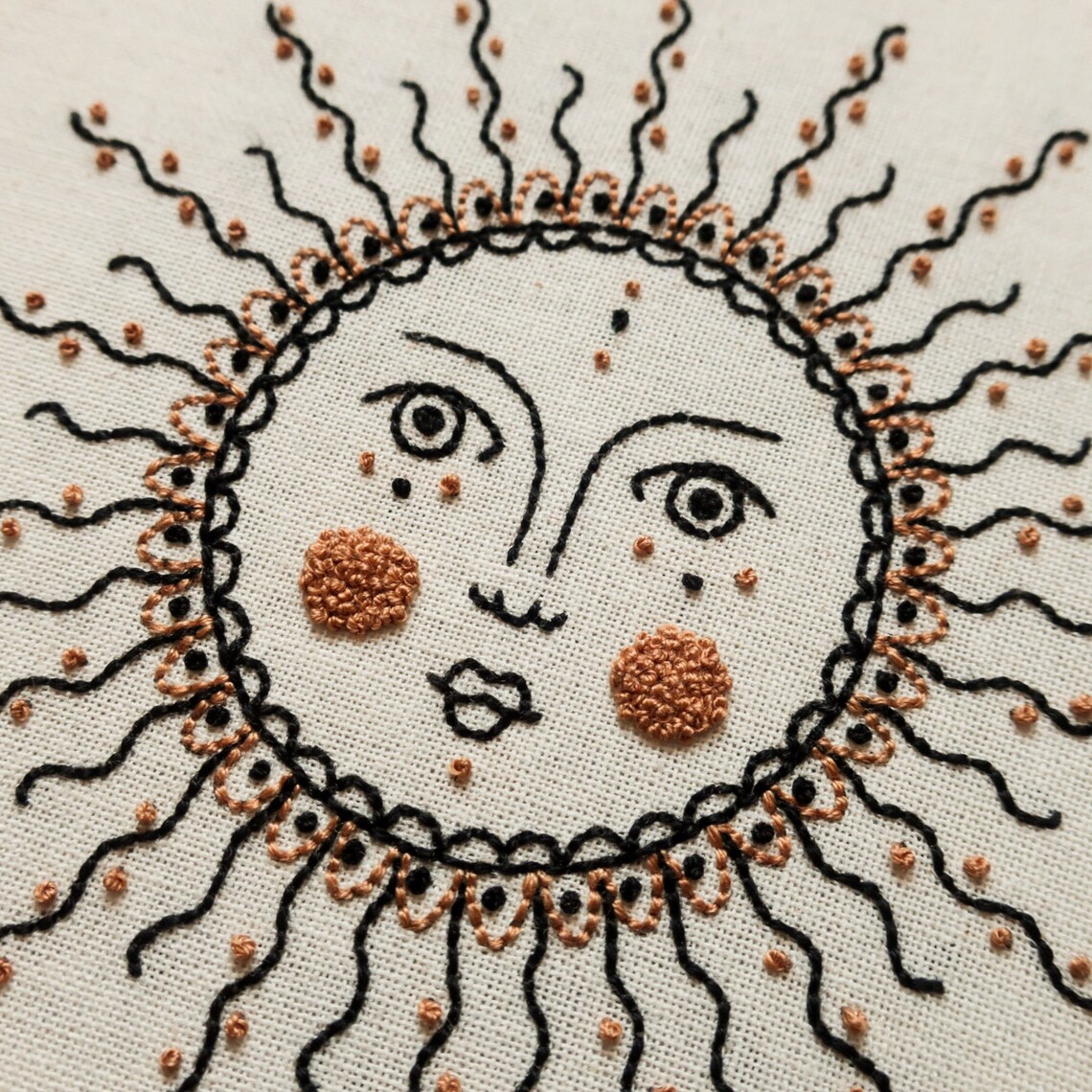Ornament Sun Hand Embroidery Hoop Art modern Hand Embroidery - Etsy