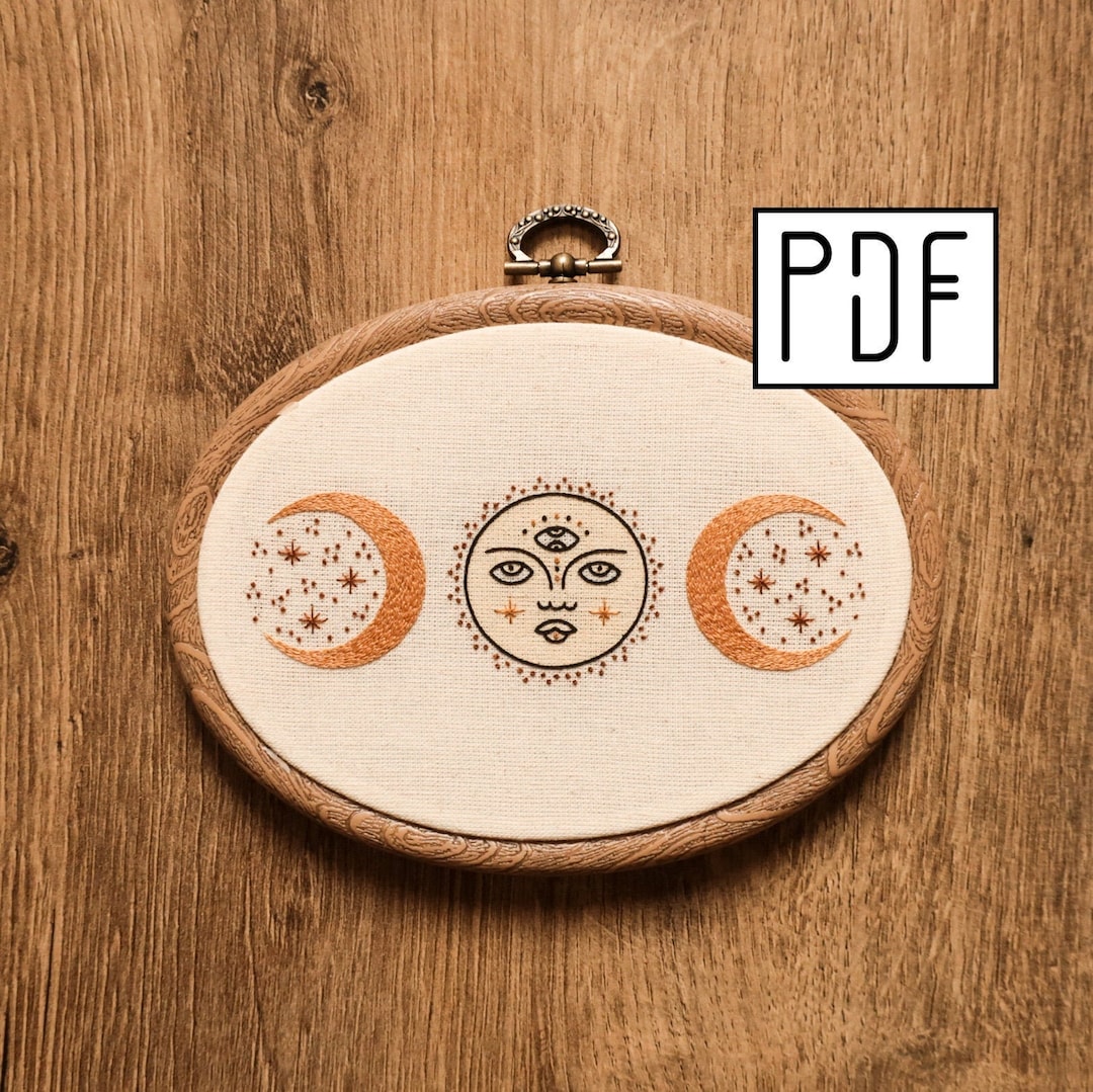 Digital PDF Pattern - Moon Phase Hand Embroidery Pattern (PDF Modern ...
