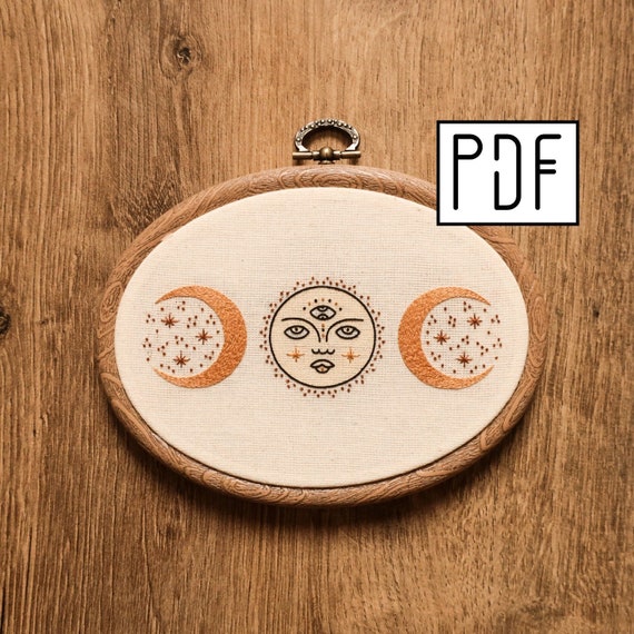 Digital PDF Pattern Moon Phase Hand Embroidery Pattern PDF | Etsy