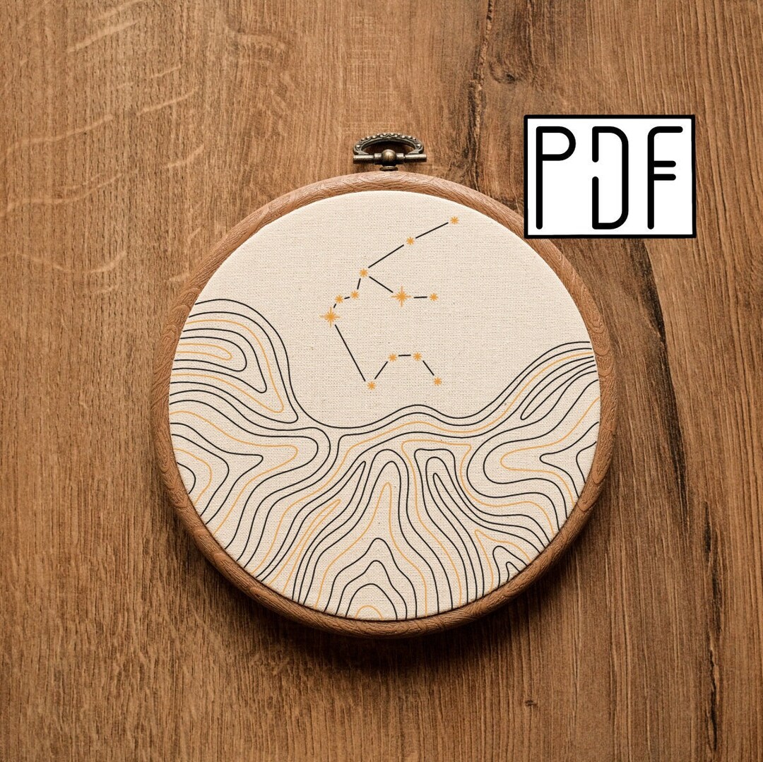 AQUARIUS Digital PDF Pattern - Aquarius Constellation Abstract Hand ...