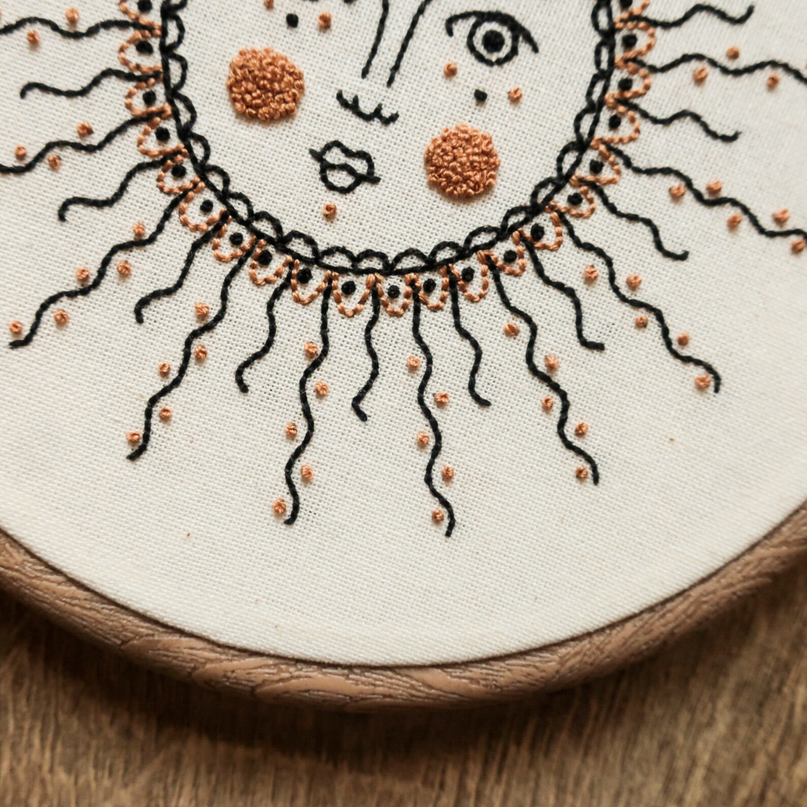 Ornament Sun Hand Embroidery Hoop Art modern Hand Embroidery - Etsy