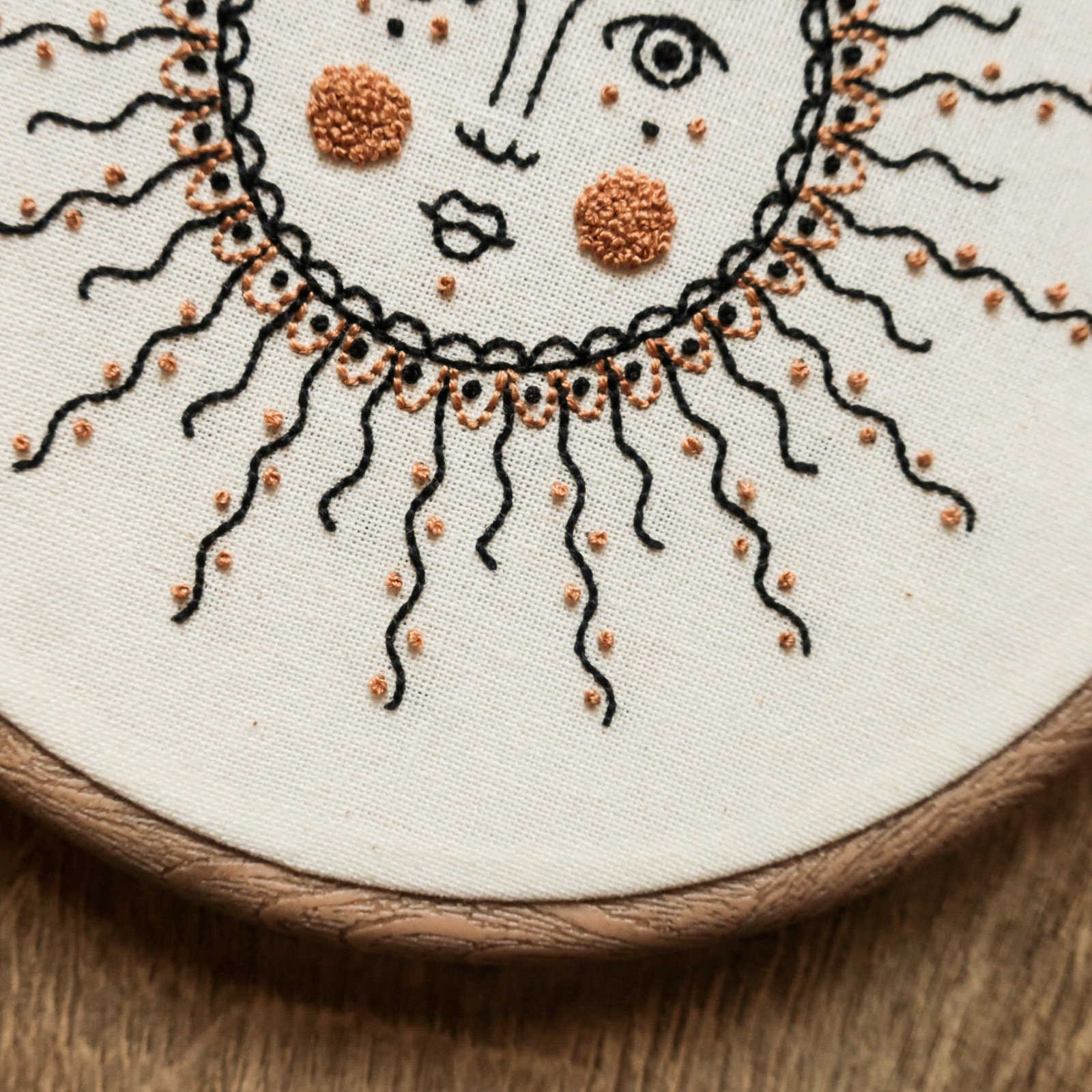 Ornament Sun Hand Embroidery Hoop Art modern Hand Embroidery - Etsy