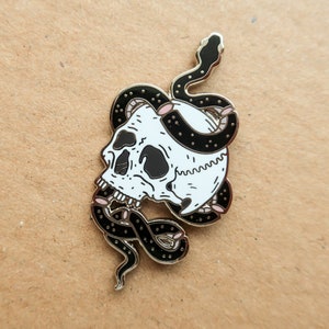Silver Snake and Skull Hard Enamel Pin - Etsy