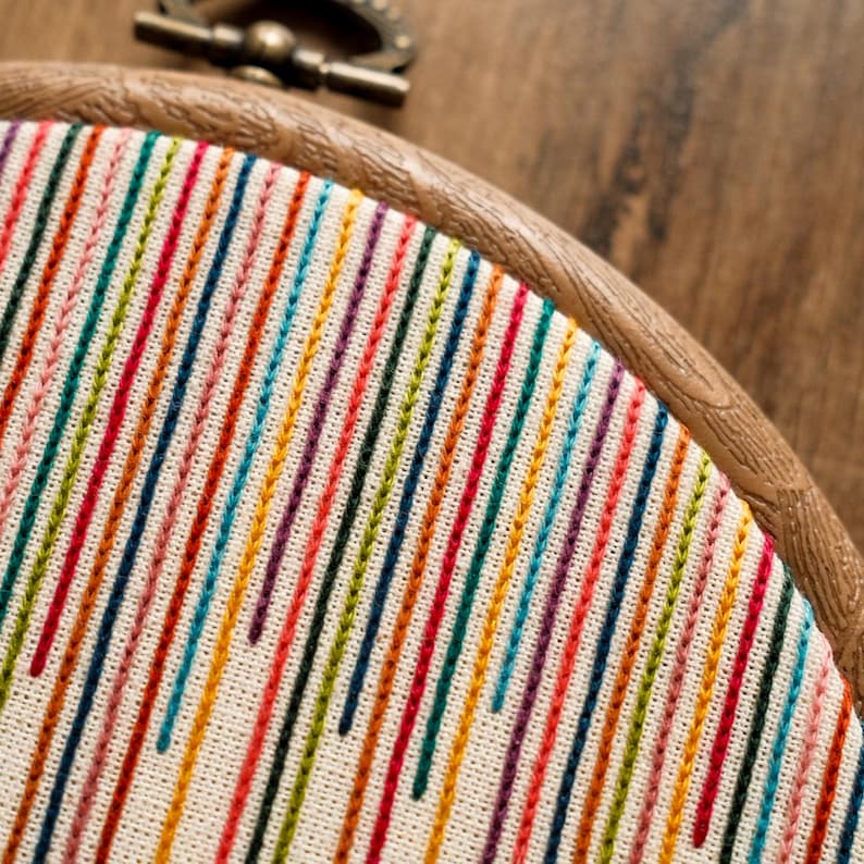 Digital PDF - Colorful Lines Hand Embroidery Pattern (digital Download ...