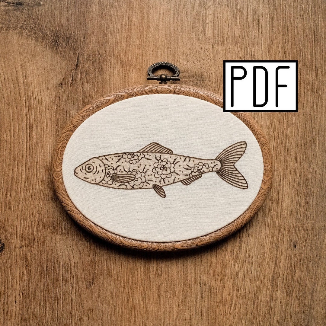Digital PDF - Flower Fish Hand Embroidery Pattern (digital Download) - Etsy