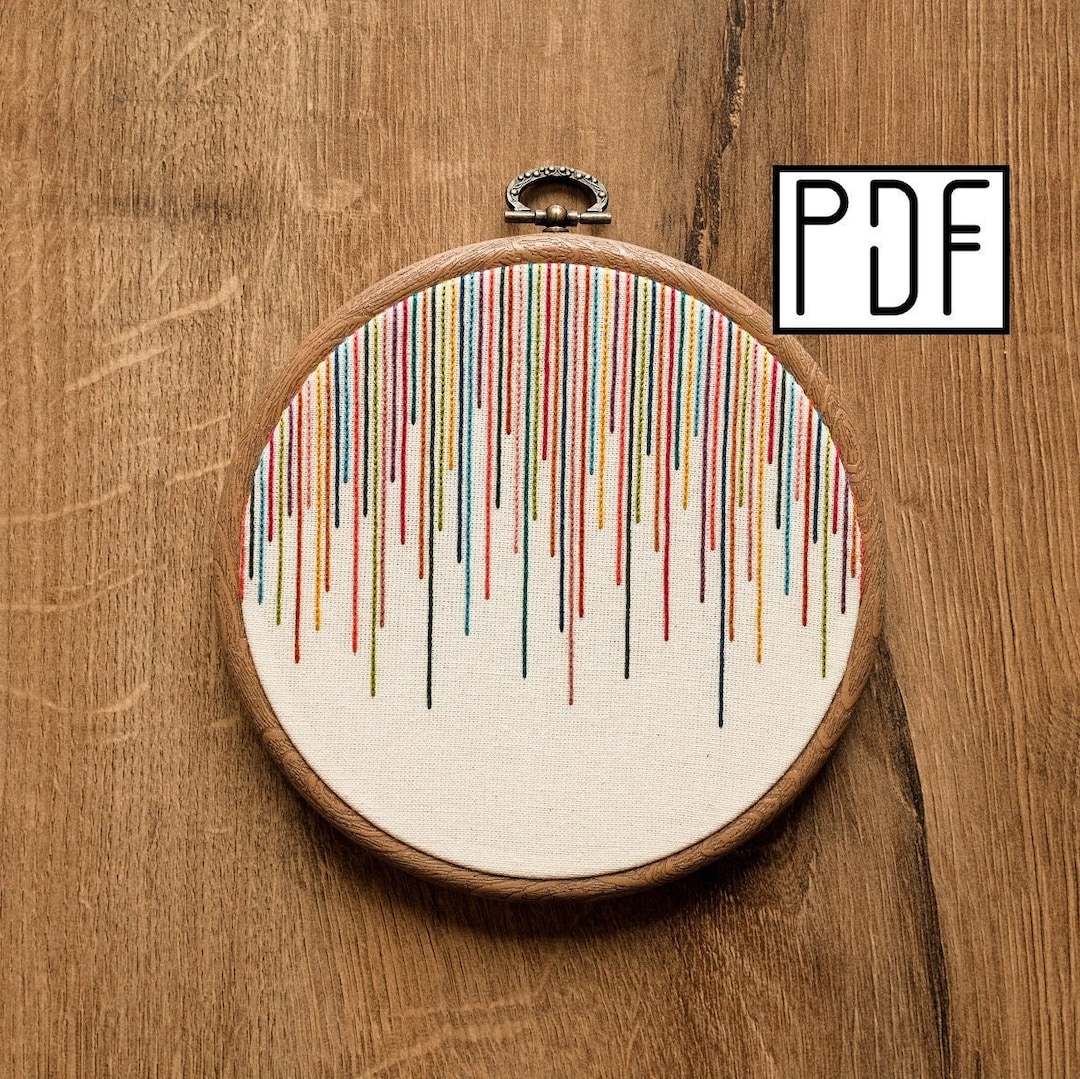 Digital PDF - Colorful Lines Hand Embroidery Pattern (digital Download ...