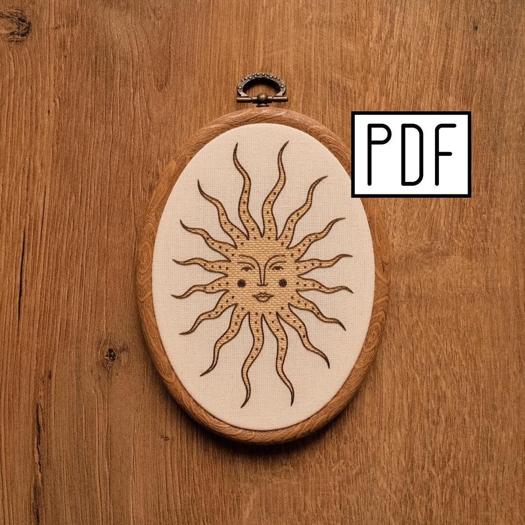 Digital PDF Pattern - Sun Hand Embroidery Pattern (PDF Modern Hand ...